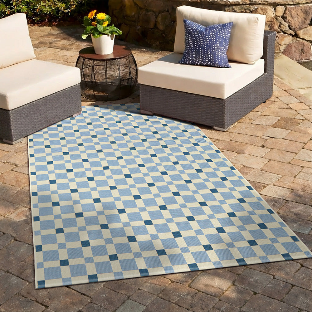 Indoor / out door rug ,Rectangle flatweave Rug , Blue colour patterns ...