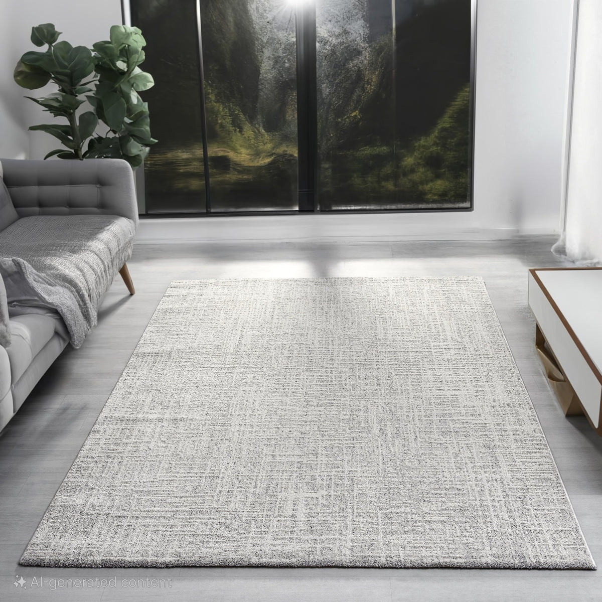 Rectangle Modern soft polyester and polypropylene Grey Rug ...
