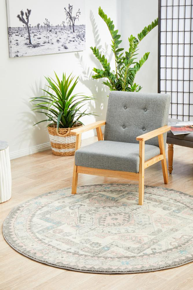 Avenue Ingress Silver Round Rug — SydneyRugsOnline