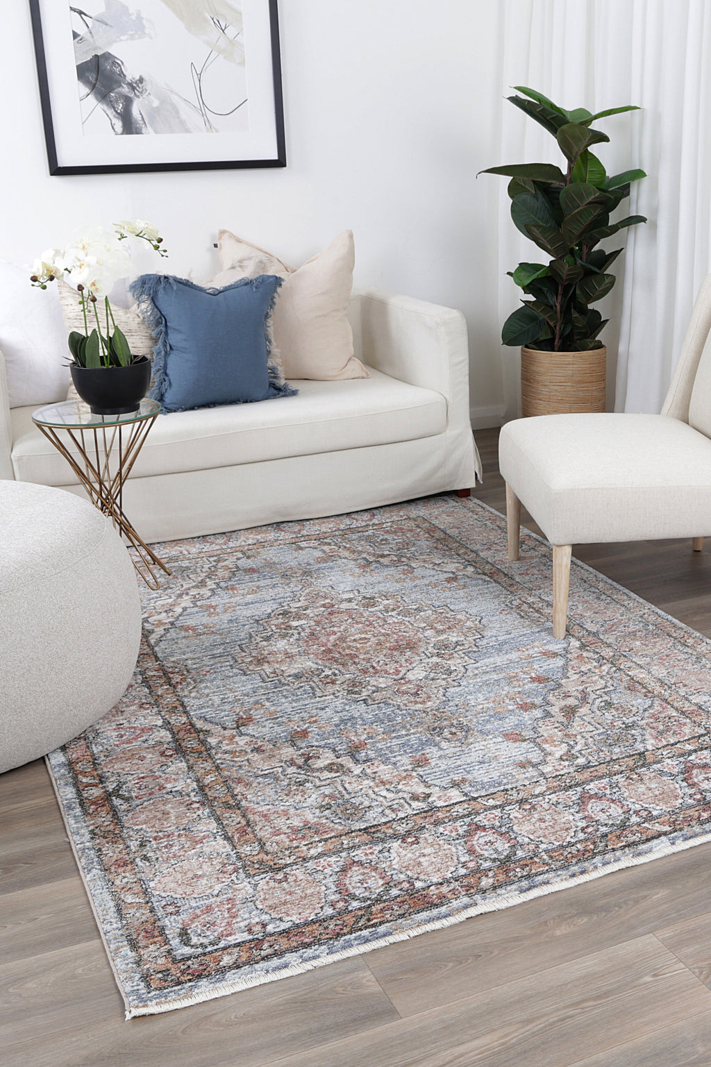 Baltimore Walter Vintage Beige Blue Rug — SydneyRugsOnline