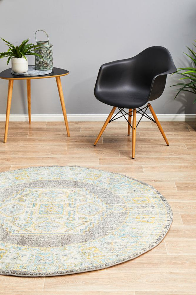 Rhythmic Tuneful Grey Round Rug — SydneyRugsOnline