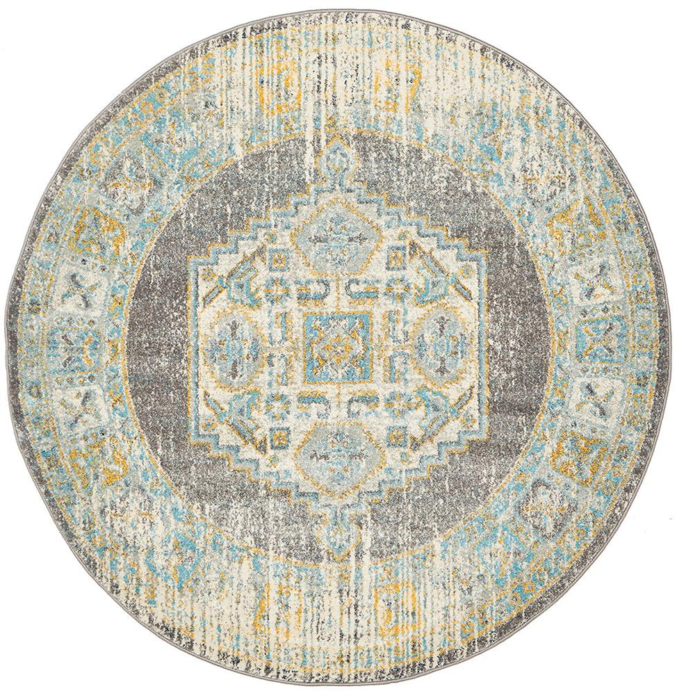 Rhythmic Tuneful Grey Round Rug — SydneyRugsOnline