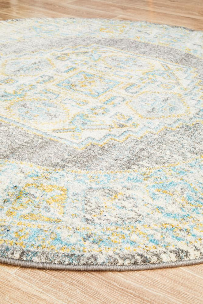 Rhythmic Tuneful Grey Round Rug — SydneyRugsOnline