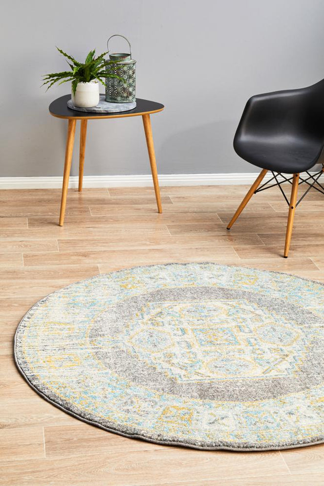 Rhythmic Tuneful Grey Round Rug — SydneyRugsOnline