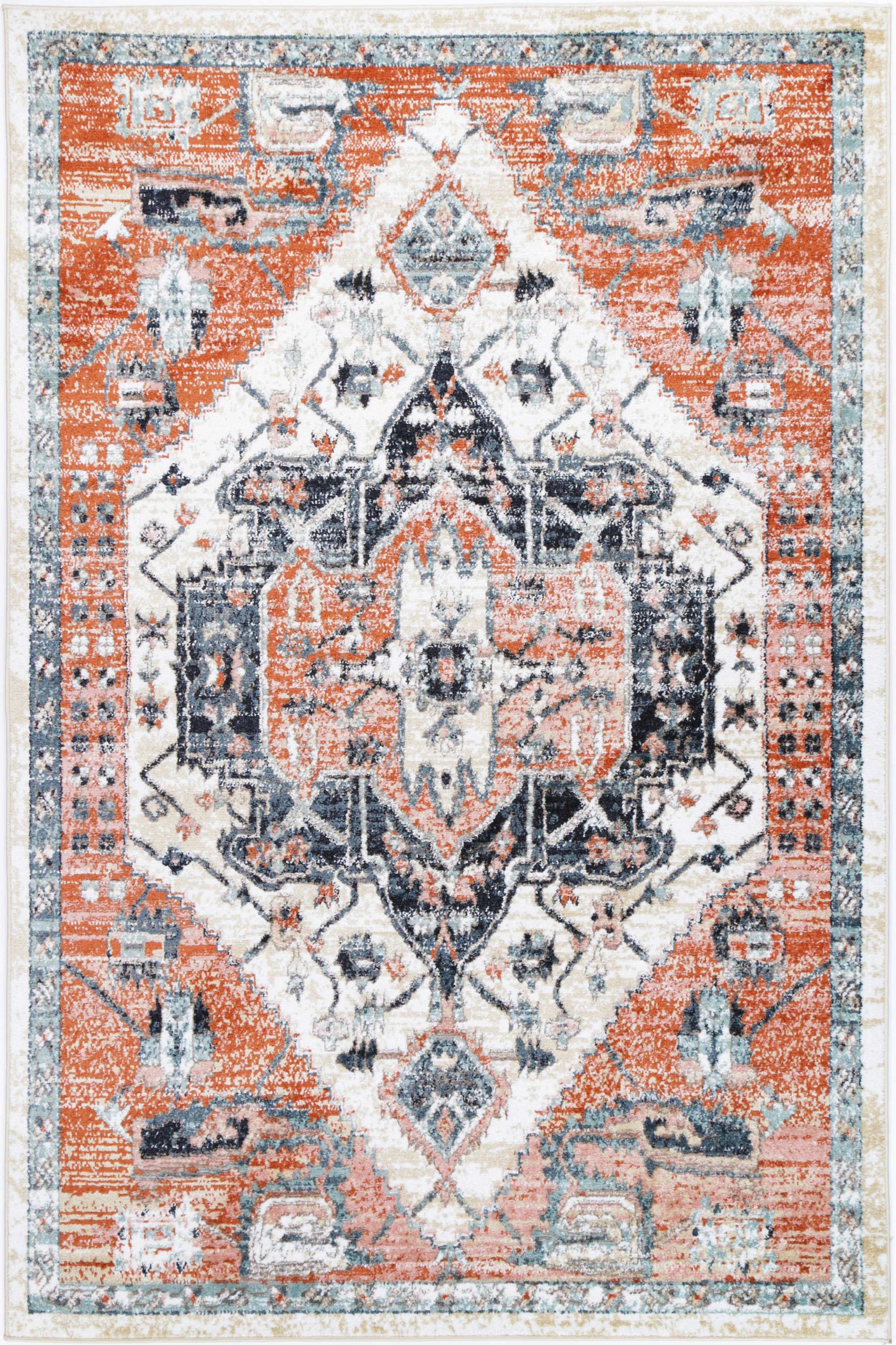 Anatolia Traditional Terracotta White Rug — SydneyRugsOnline