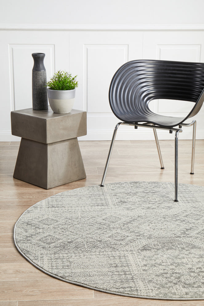 Zelda Silver Grey Round Rug — SydneyRugsOnline