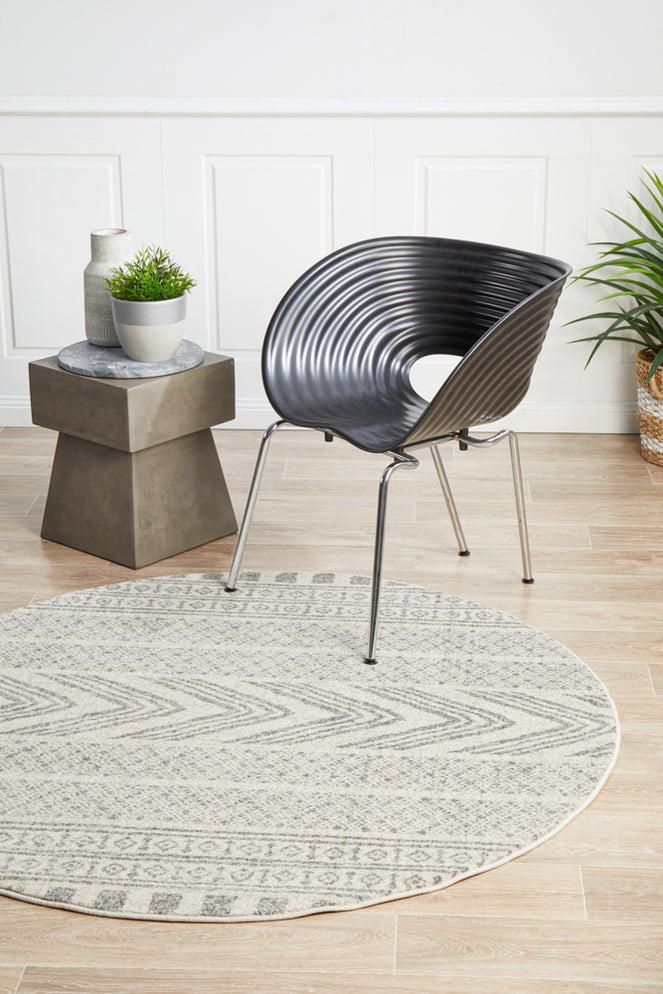 Round Rug Tribal Design Grey — SydneyRugsOnline