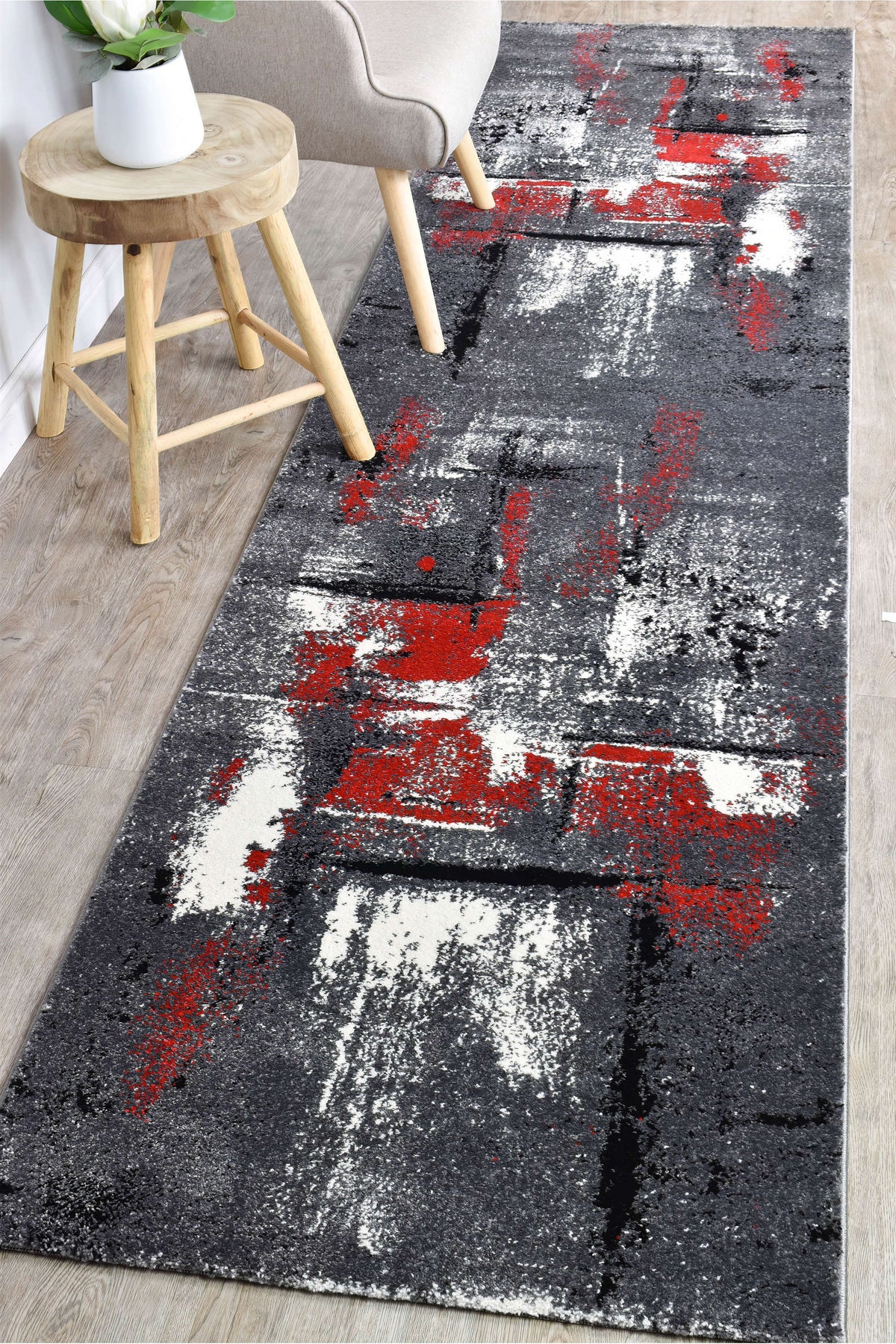 Medieval Gothic Grey Red Rug — SydneyRugsOnline