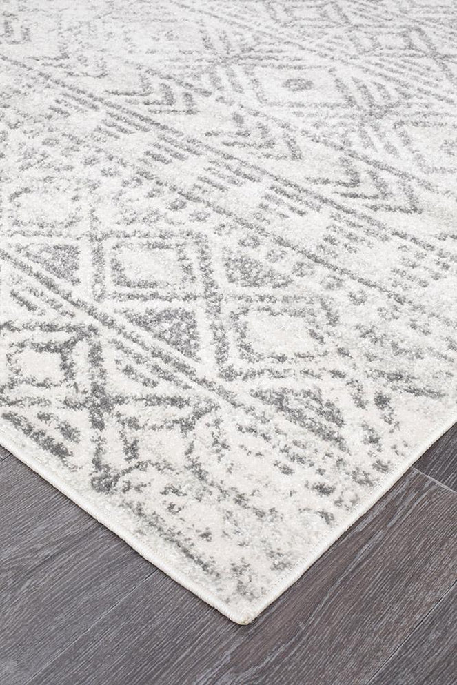 Gynama White Grey Rustic Rug — SydneyRugsOnline