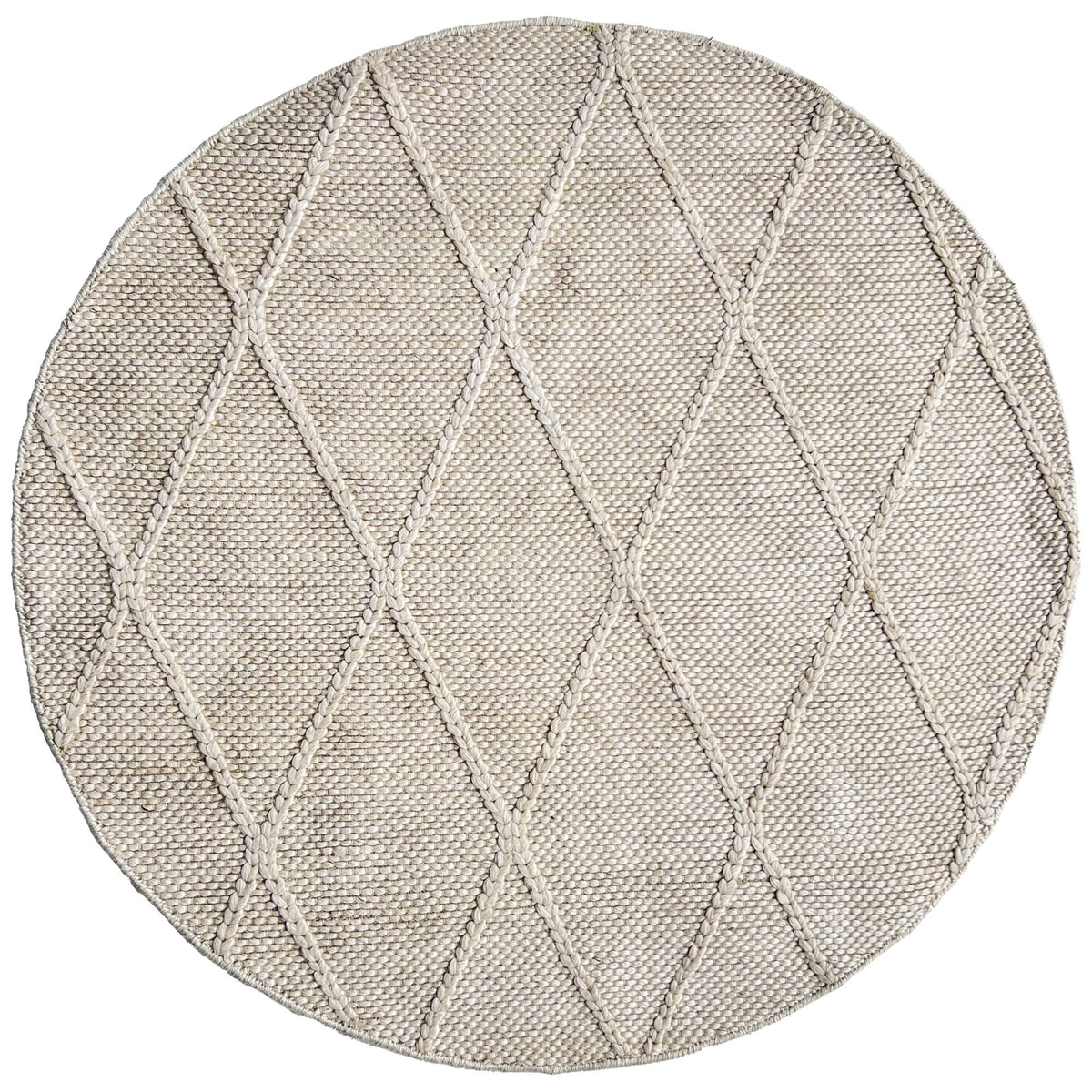 OmbreWool Coast Diamond Cream Round Rug — SydneyRugsOnline