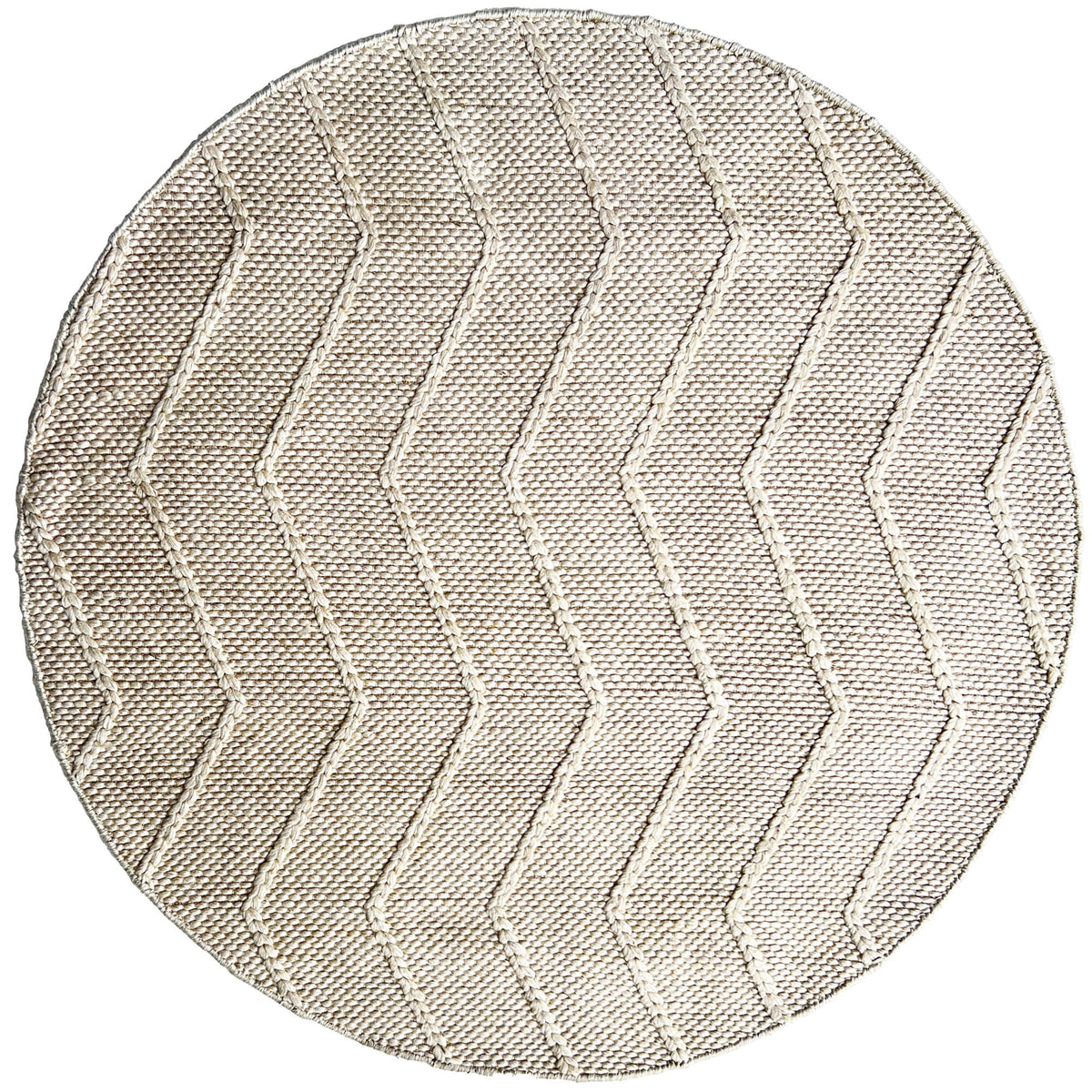 Zig Zag Cream Round Rug — SydneyRugsOnline
